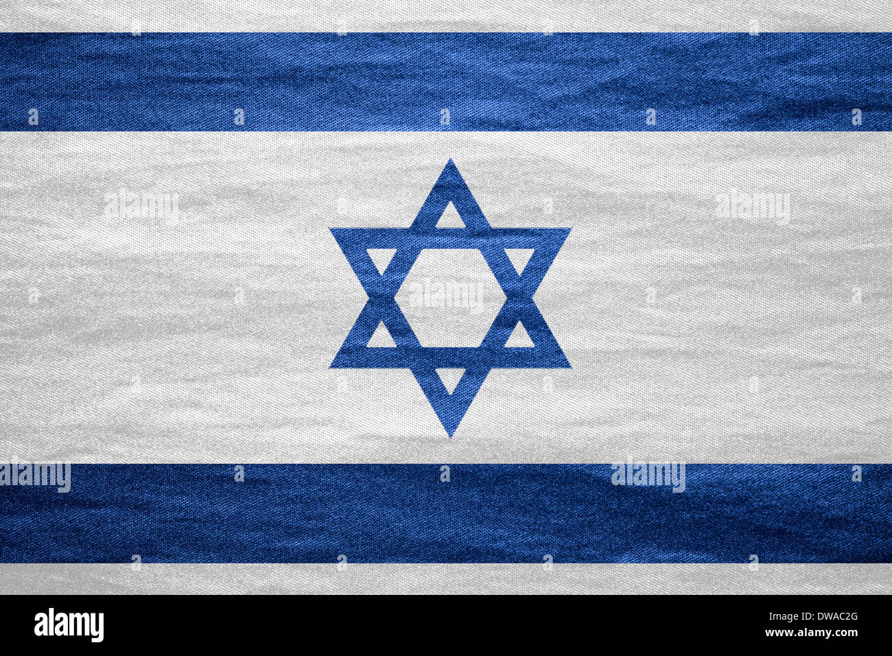 flag of Israel or Israeli banner on canvas rough pattern texture Stock ...