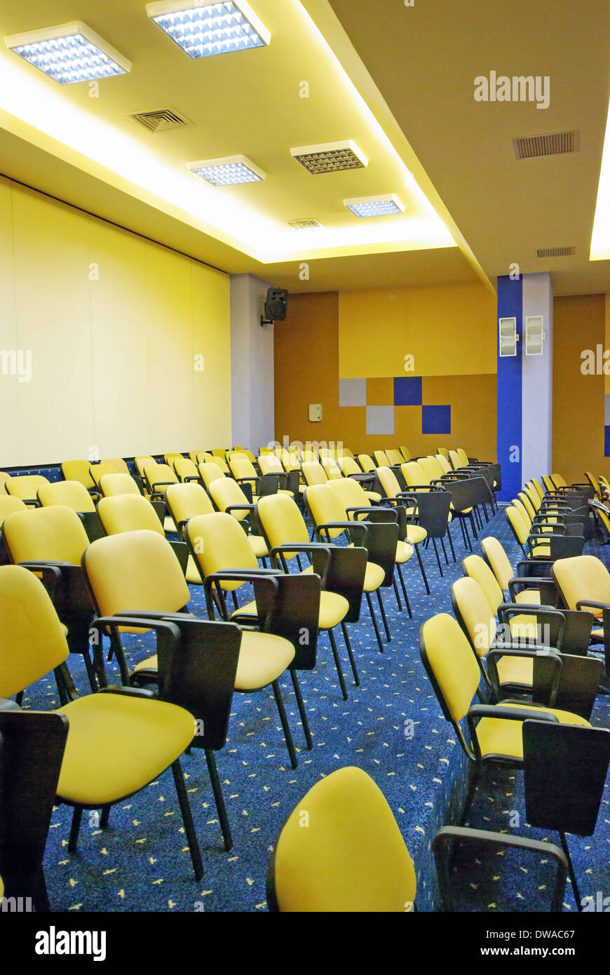 Conference room in yellow and blue Stock Photo - Alamy