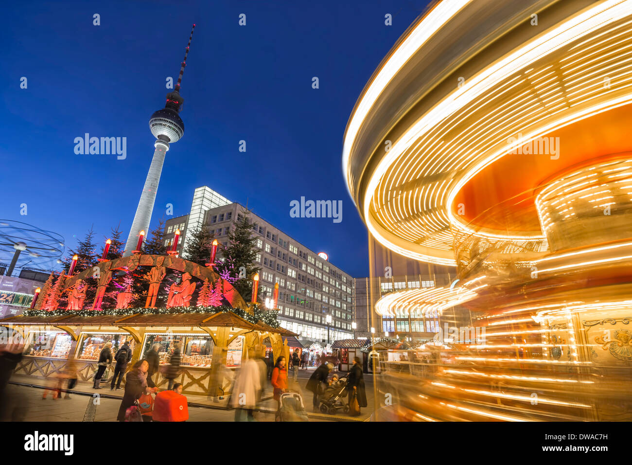 Christmas Market Alexander Square, TV Tower, Berlin, Germany Stock ...