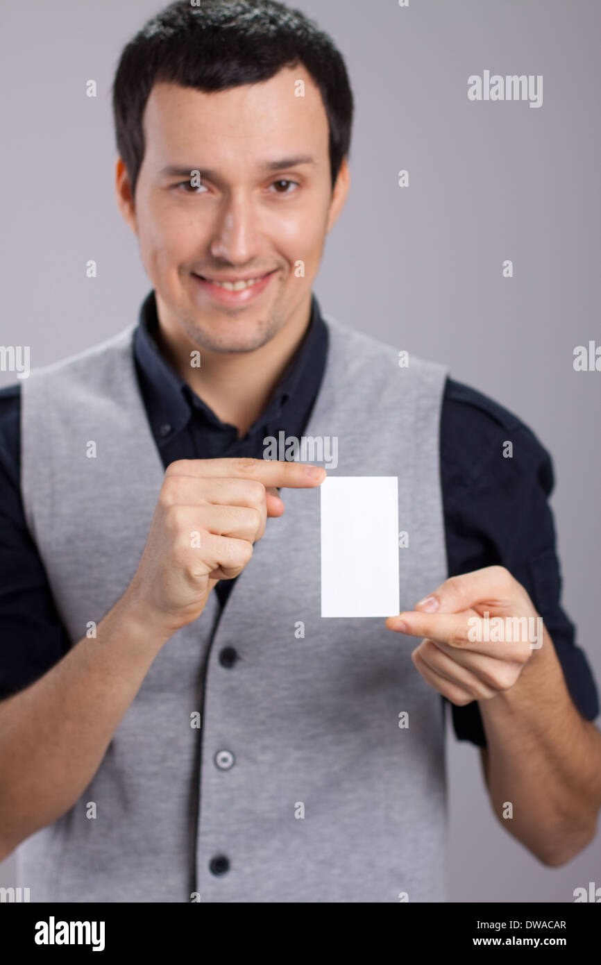 man with white paper in his hands Stock Photo - Alamy