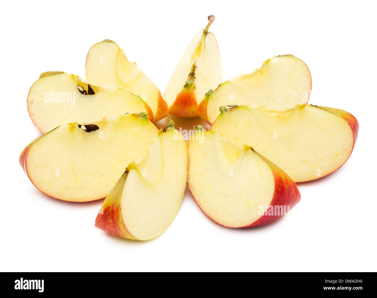 Sliced red apple, showing core. Isolated on white background Stock ...
