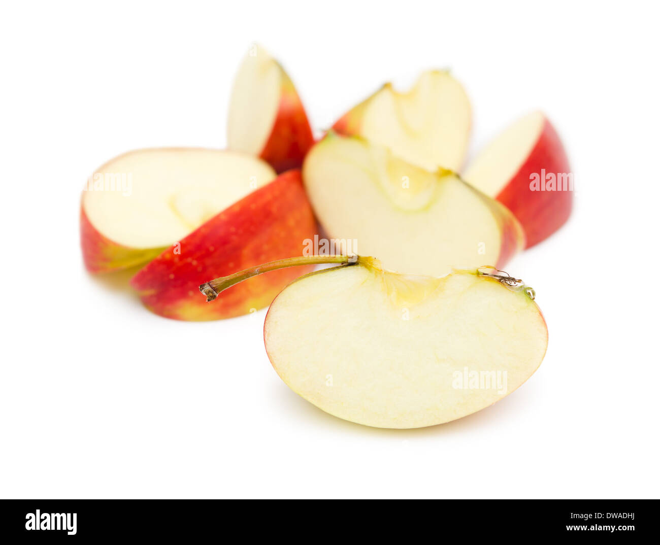 Sliced red apple, showing core. Isolated on white background Stock ...