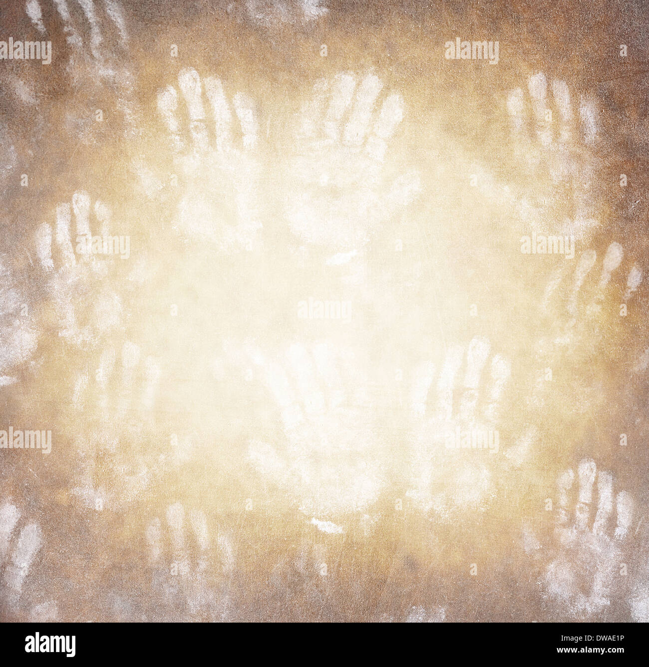 Human handprint grunge background, abstract people arms imprint ...