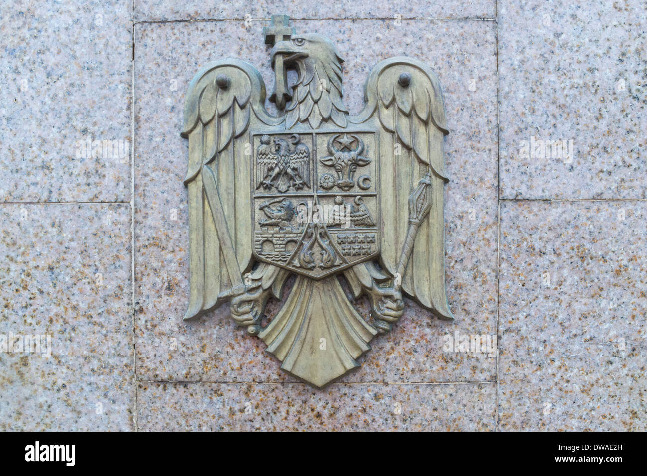 The coat of arms of Romania - bronze sign Stock Photo - Alamy