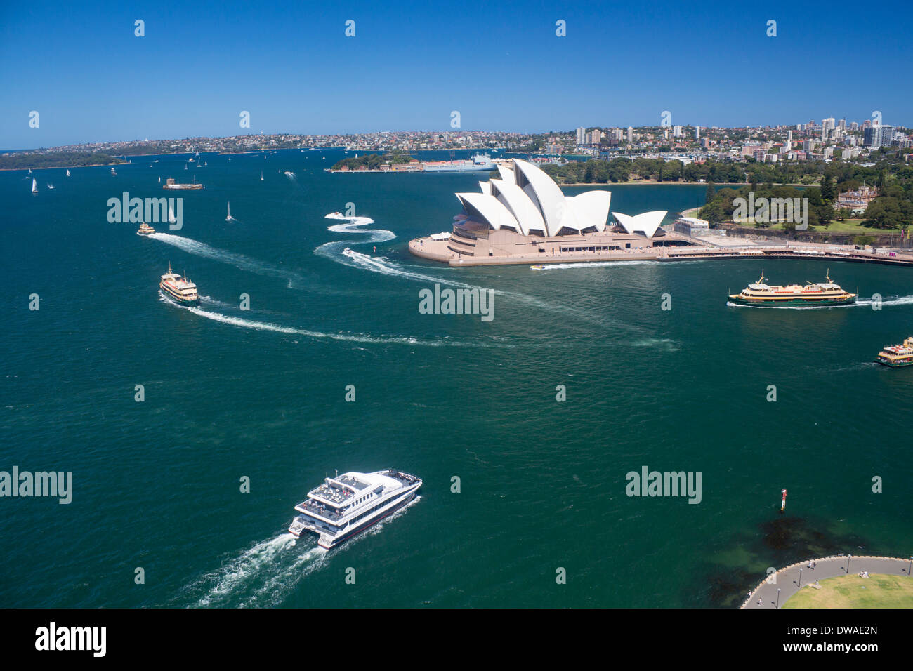 Sydney Harbour from Harbour Bridge Pylon Lookout looking to Opera House ...