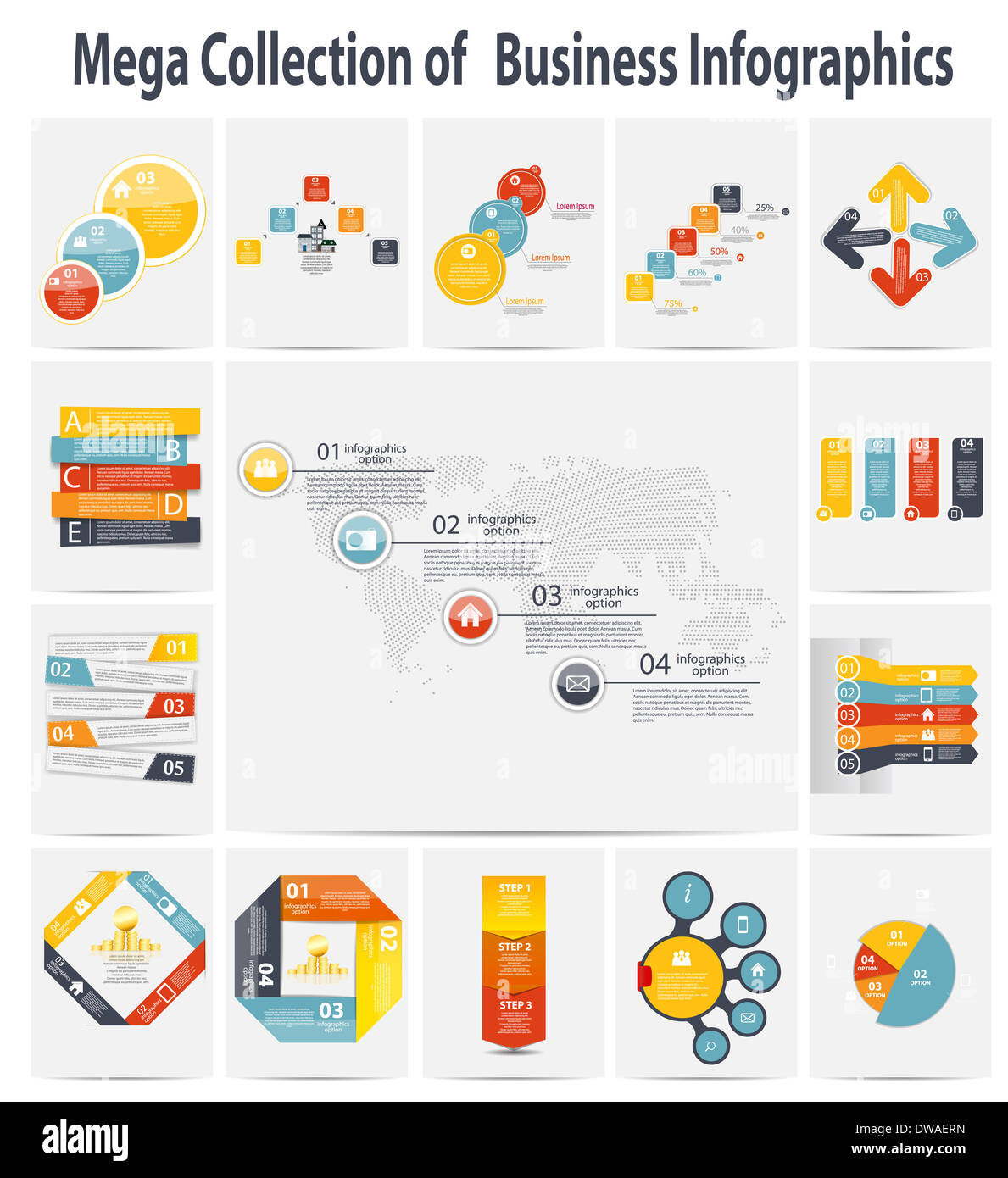 Mega collection infographic template business concept vector ...