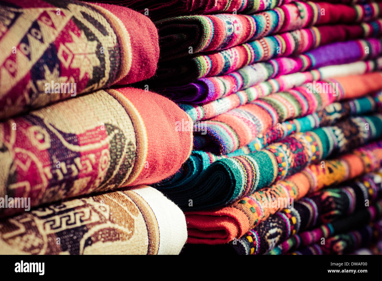 Colorful Fabric at market in Peru, South America Stock Photo - Alamy