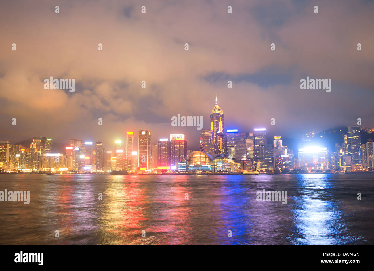 Night view of Hong Kong business downtown Stock Photo - Alamy