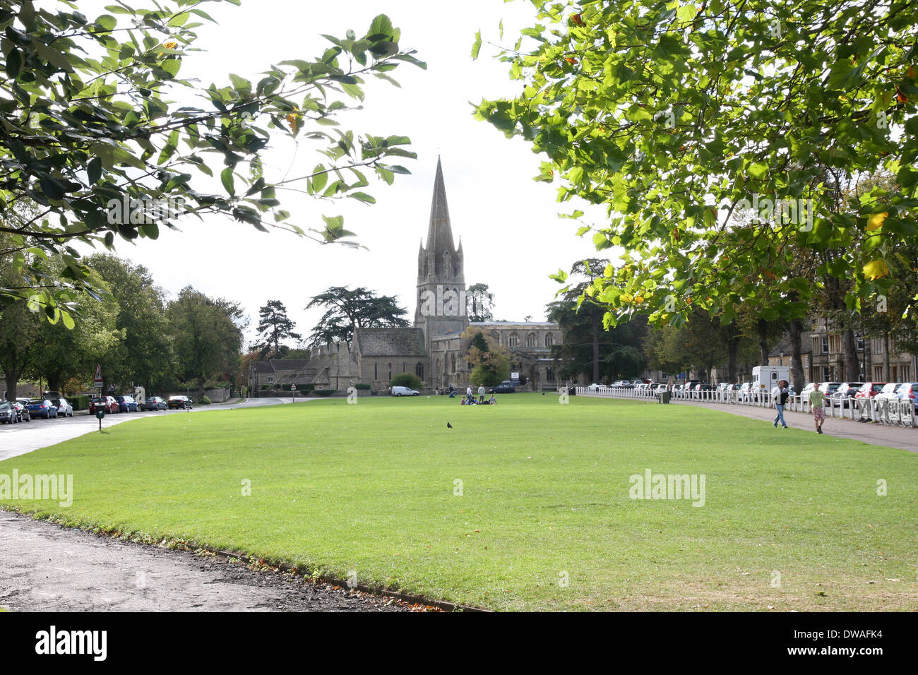 Church green and St Mary's Church Witney Oxfordshire UK Stock Photo - Alamy