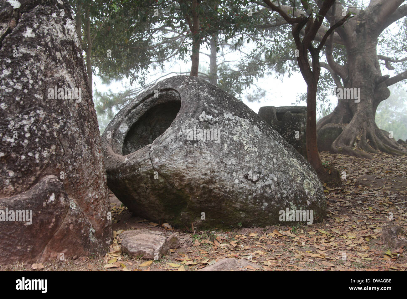 Large Distinctive Rimmed Megalithic Jar at Site 2 of the Plain of Jars ...