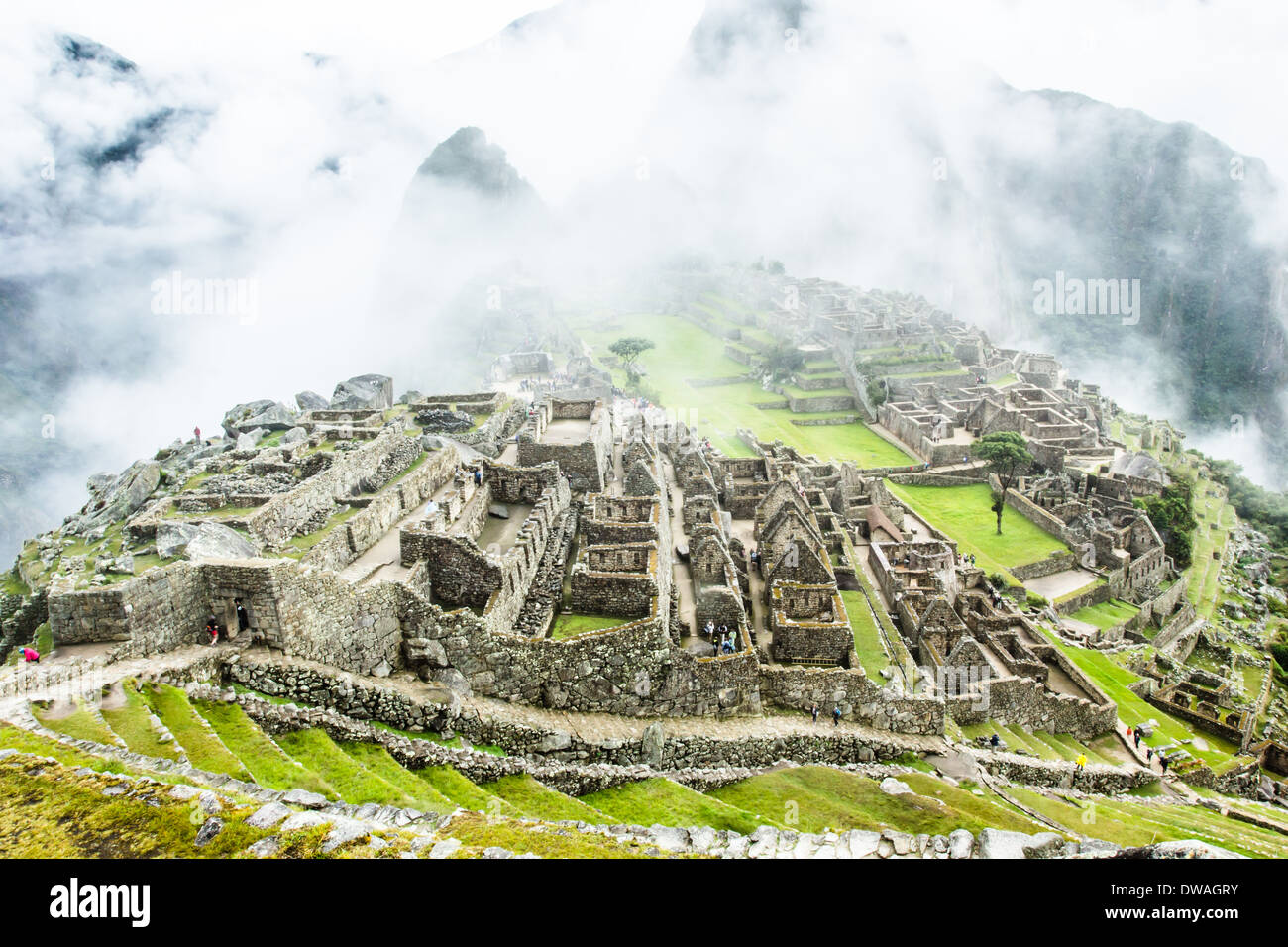 View of the ancient Inca City of Machu Picchu. The 15-th century Inca ...