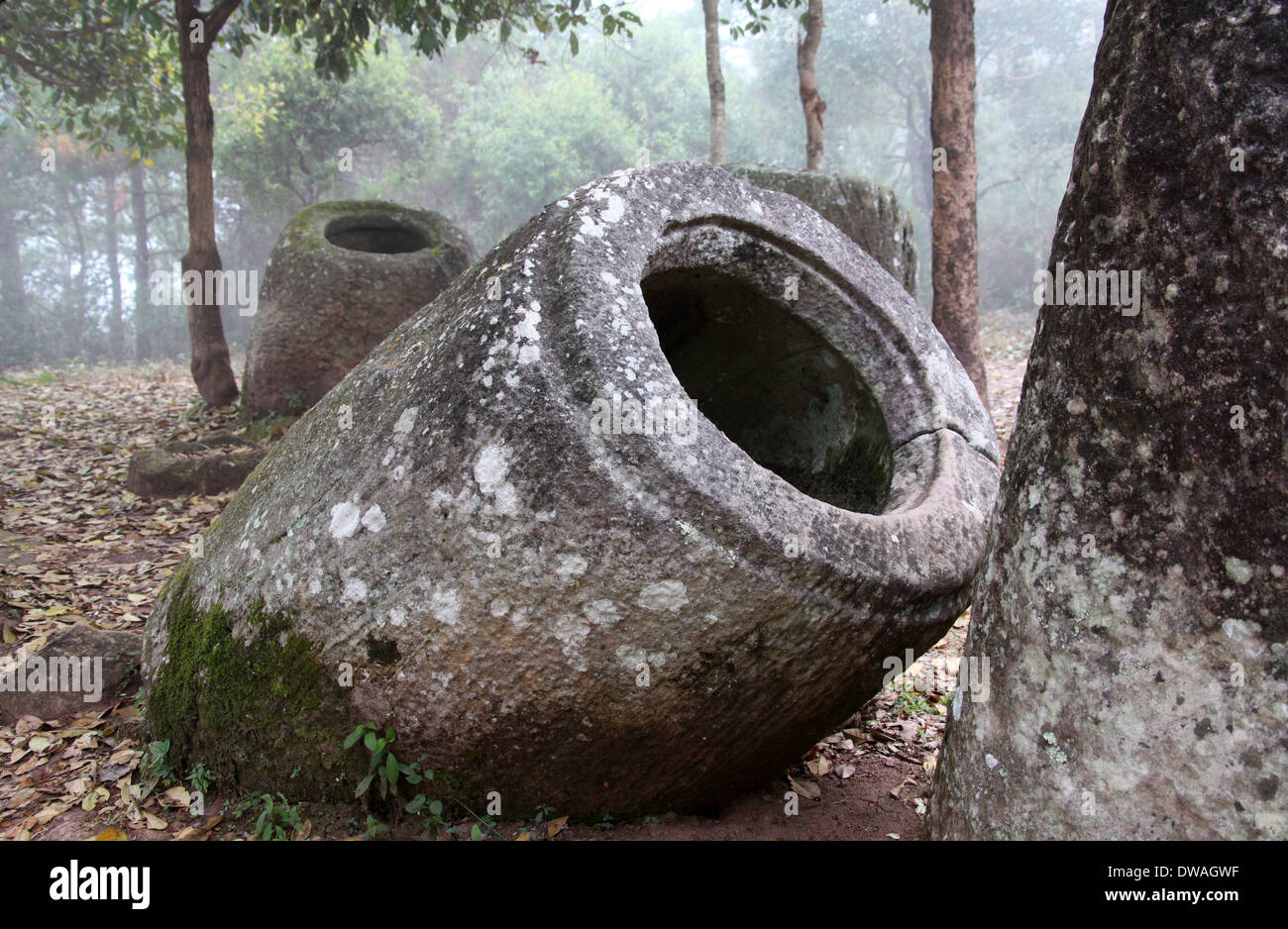 Large Distinctive Rimmed Megalithic Jar at Site 2 of the Plain of Jars ...