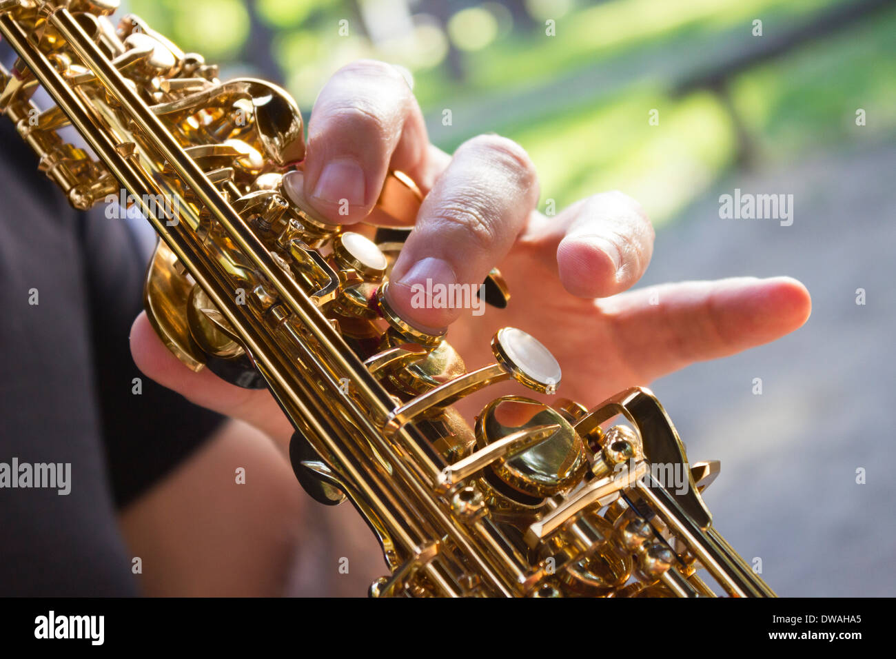Musician plying Saxophone Stock Photo - Alamy