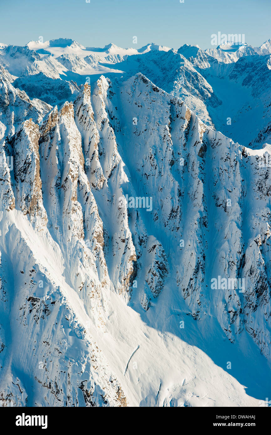 Aerial photo of rocky peaks in the Neacola Mountains, Merrill Pass ...