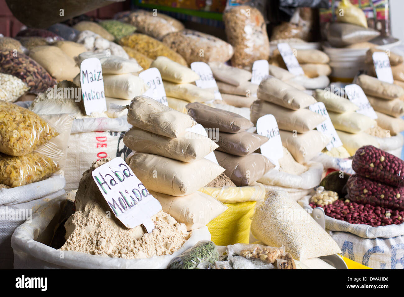 Traditional food market in Peru Stock Photo - Alamy