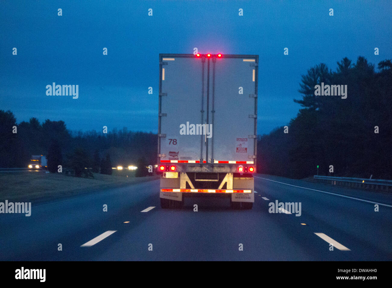 back of truck on highway Stock Photo - Alamy