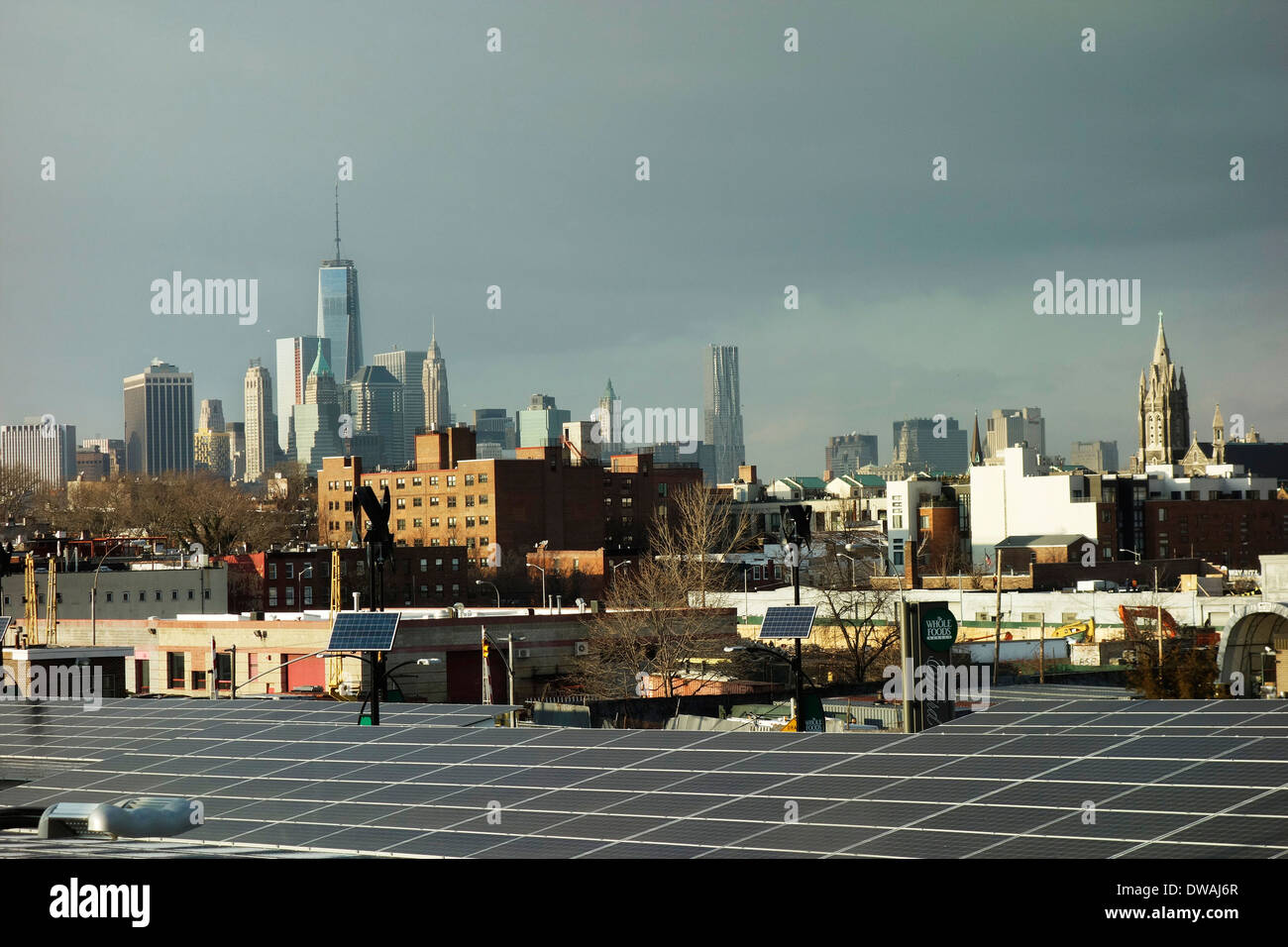 wind turbines at whole foods in Brooklyn NYC Stock Photo - Alamy