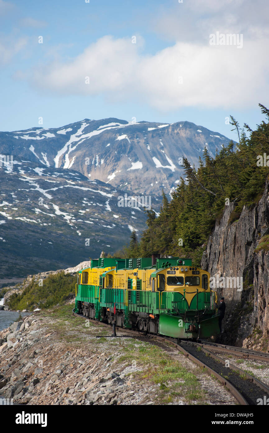 Historic White Pass Yukon Route Railroad train, near Skagway, Alaska ...