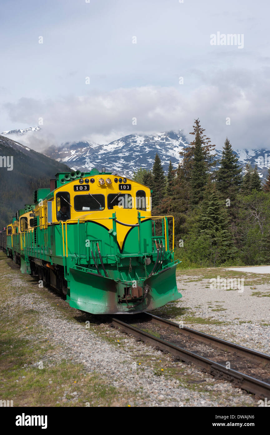 Historic White Pass Yukon Route Rairoad train, near Skagway, Alaska ...