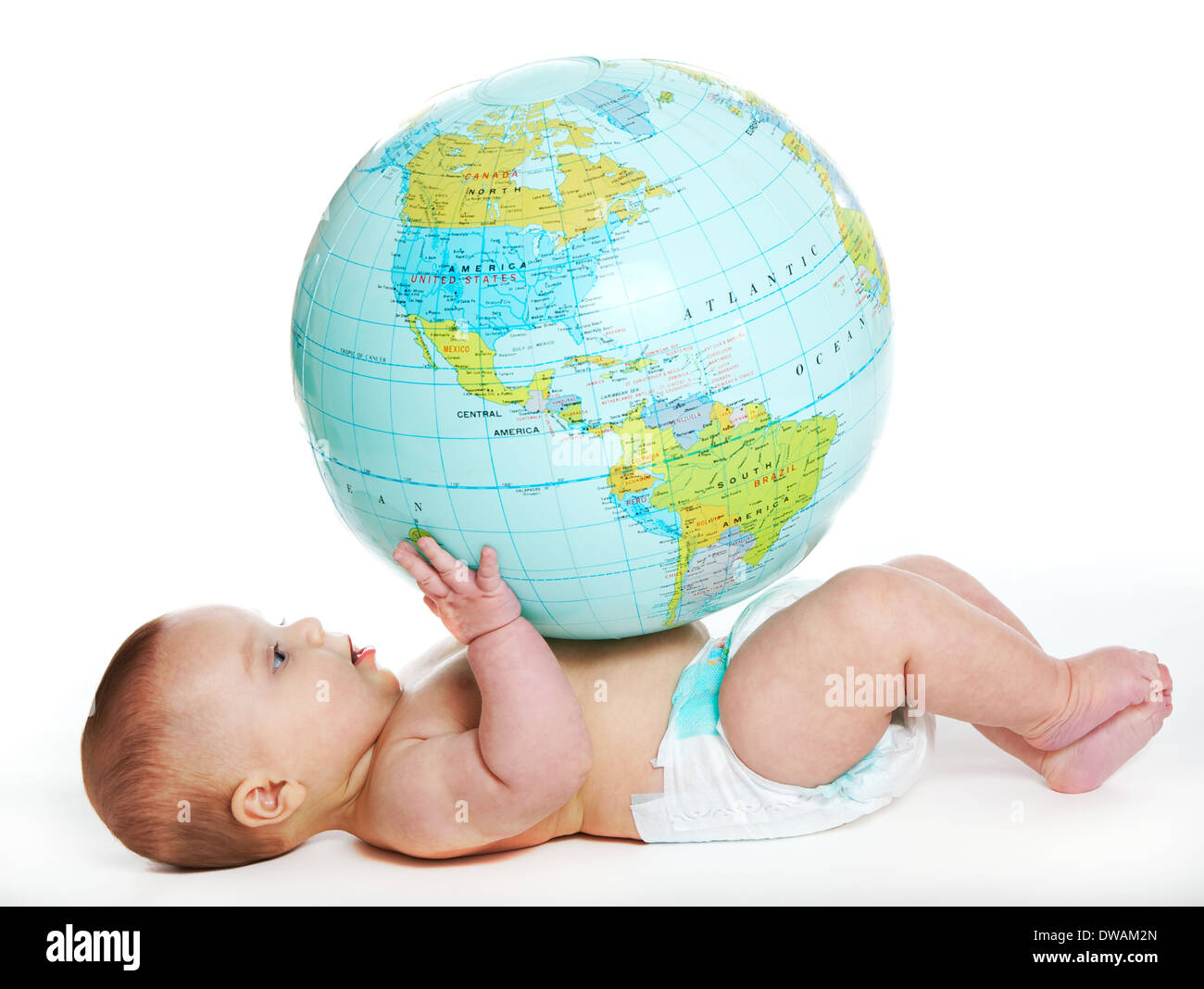 Child globe earth hi-res stock photography and images - Alamy