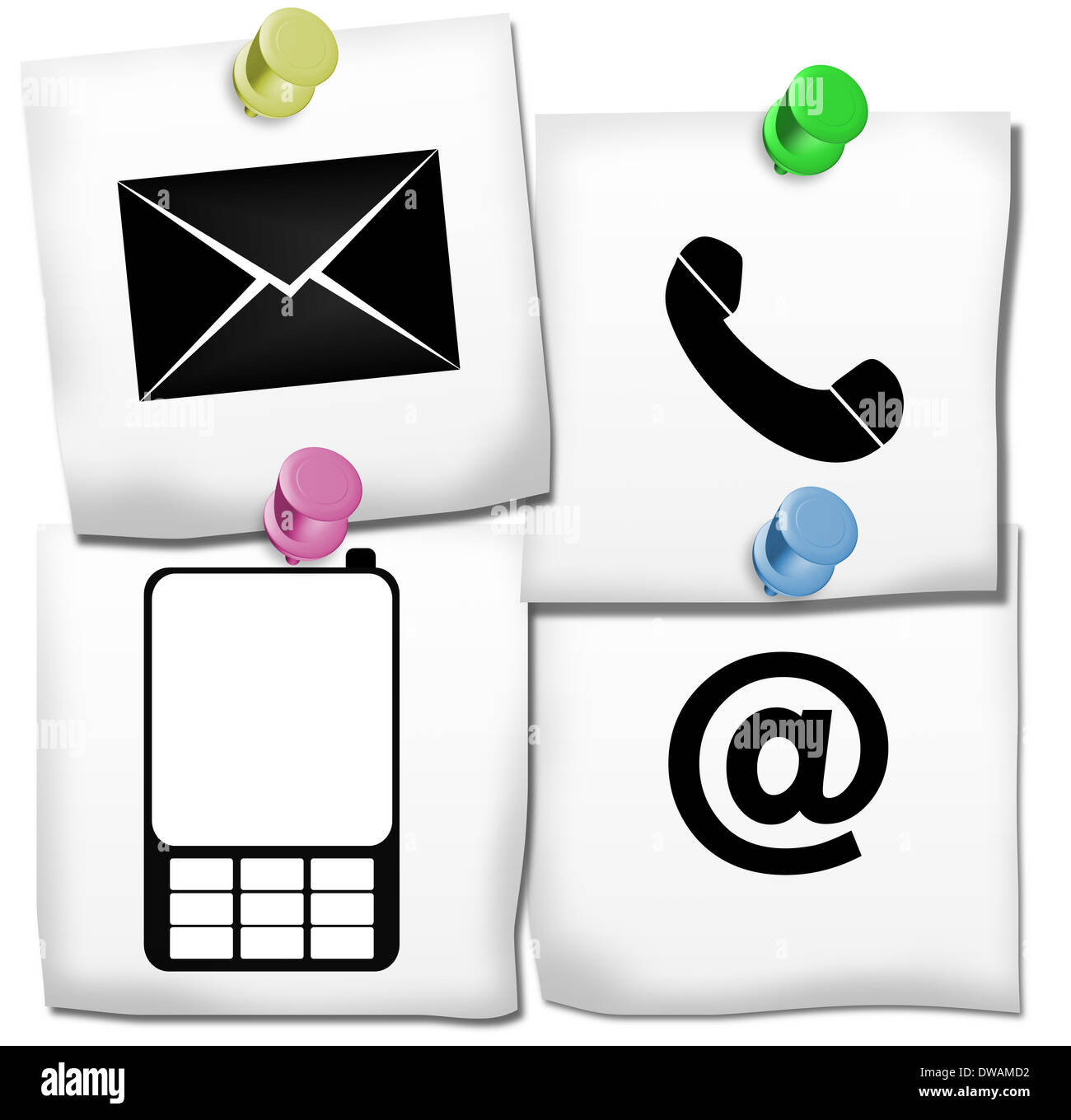Contact Us Icons on Post It Stock Photo - Alamy