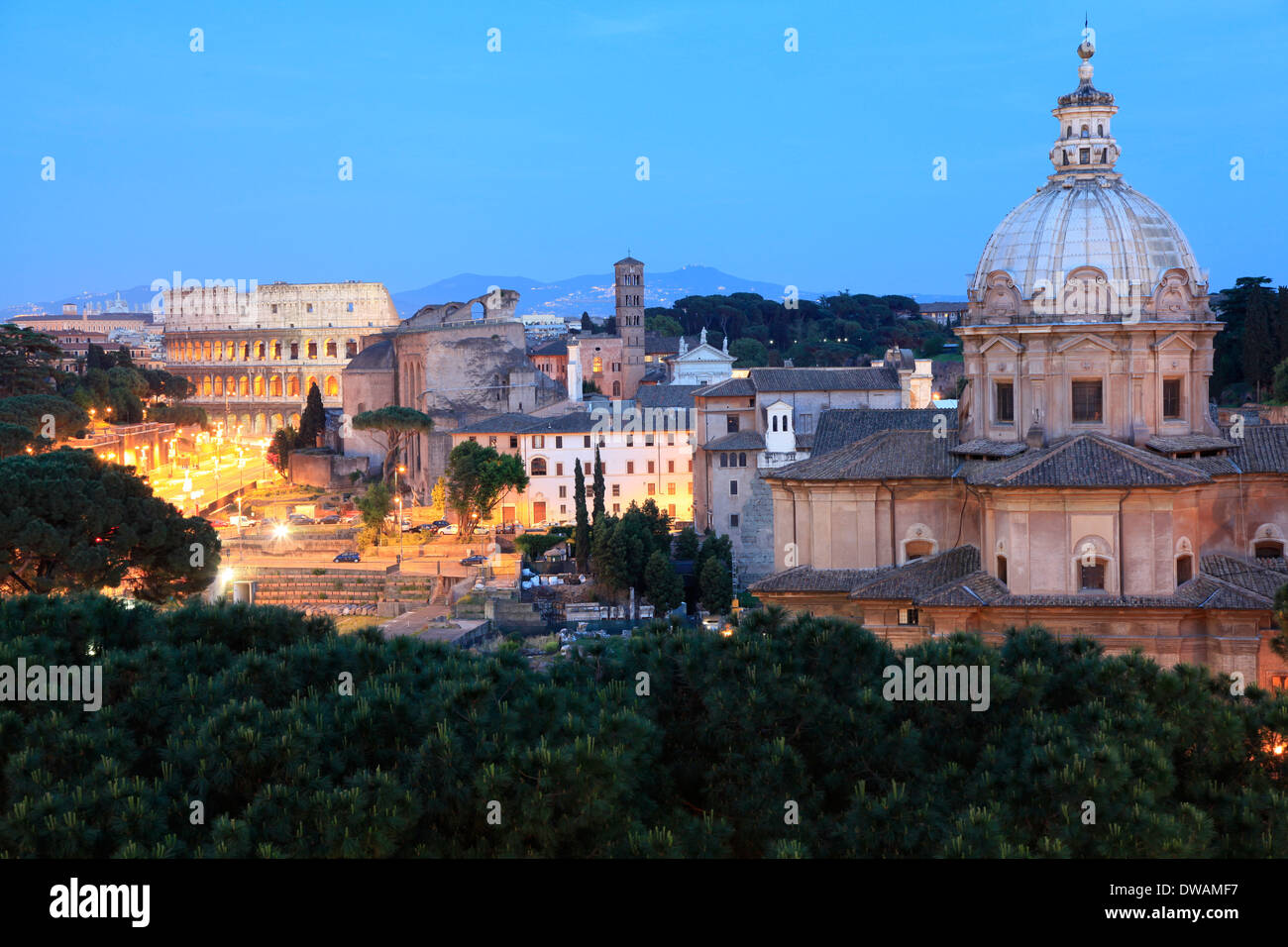 Fori Romani at night, Roma, Italia Stock Photo - Alamy