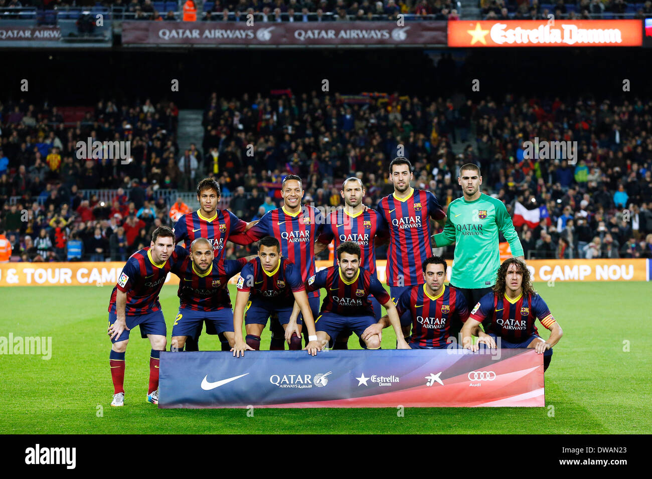 Barcelona, Spain. © D. 2nd Mar, 2014. Barcelona team group line-up ...