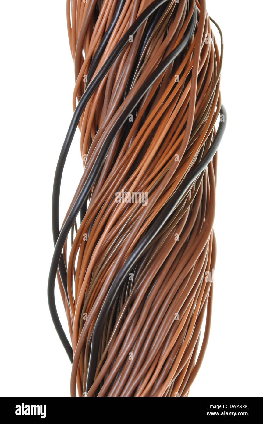 Brown cable network, global computer system Stock Photo - Alamy