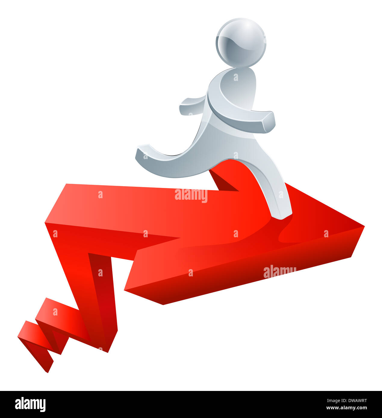 Conceptual illustration of a businessman on an arrow moving up Stock ...