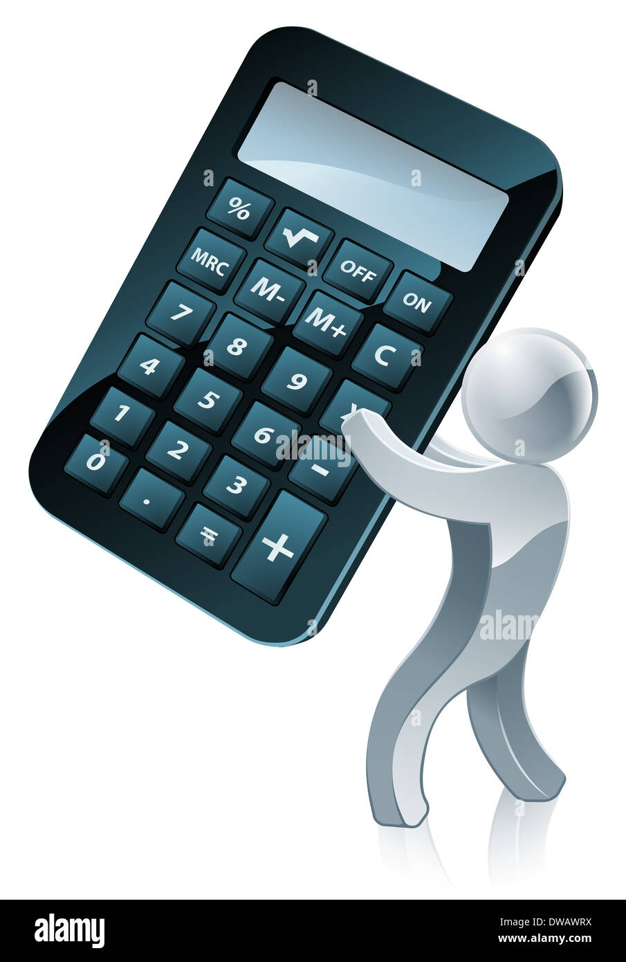 Calculator person conceptual illustration of a figure holding a ...