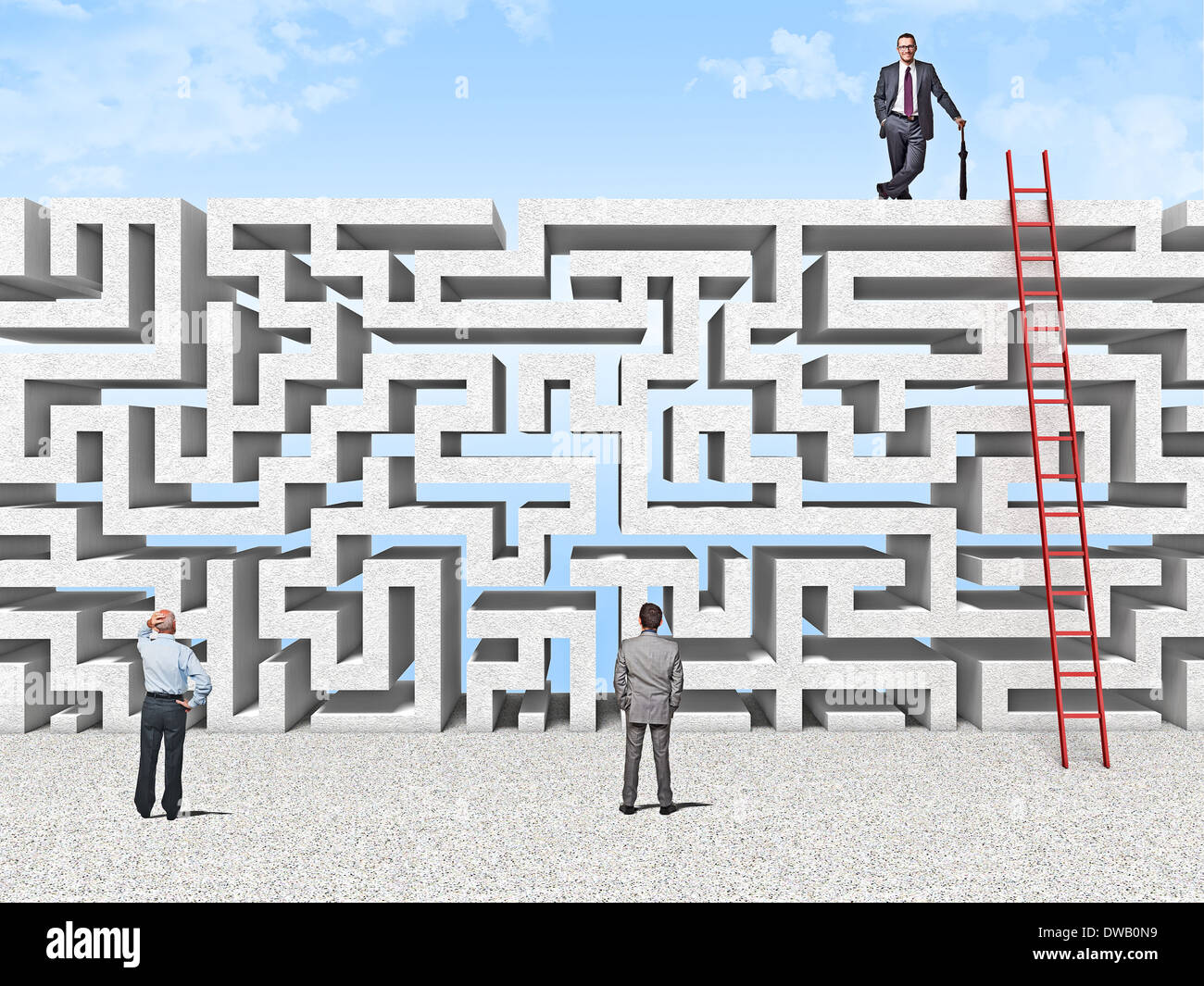business people and maze wall Stock Photo - Alamy