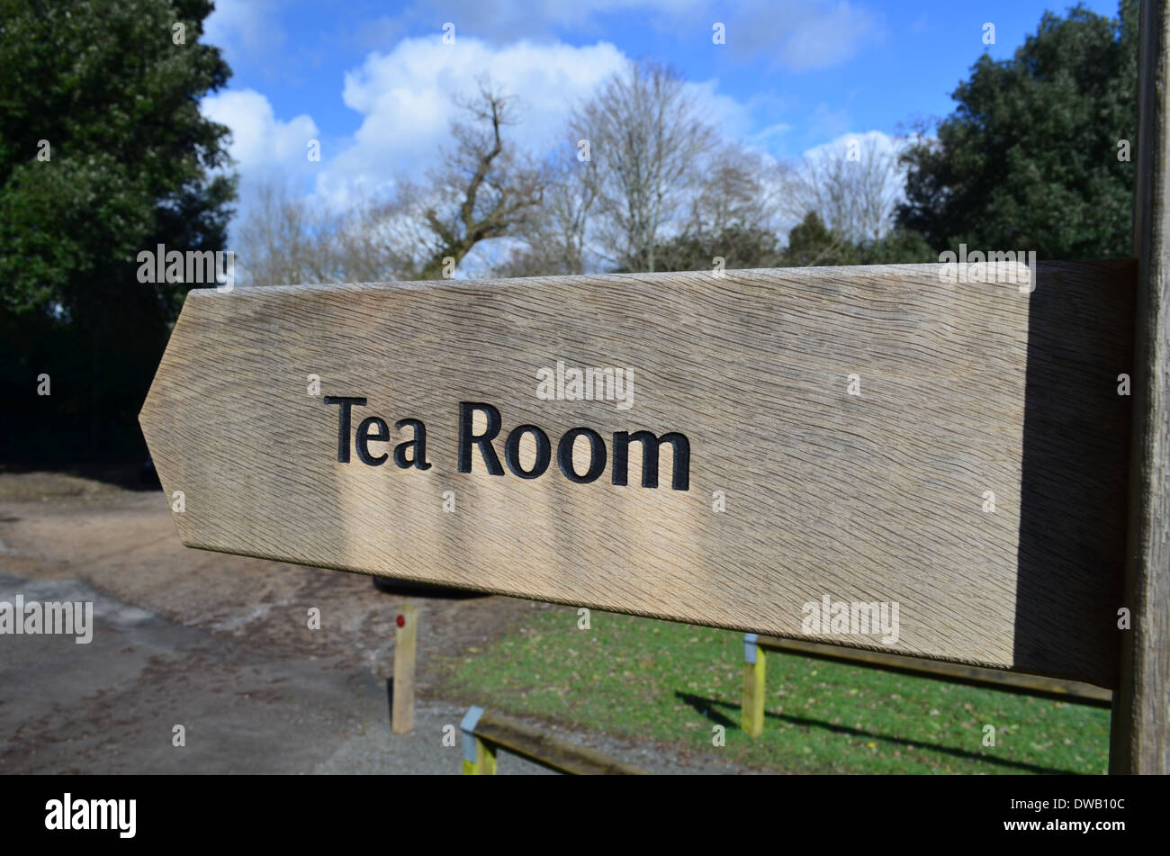 wooden tea room sign post Stock Photo - Alamy