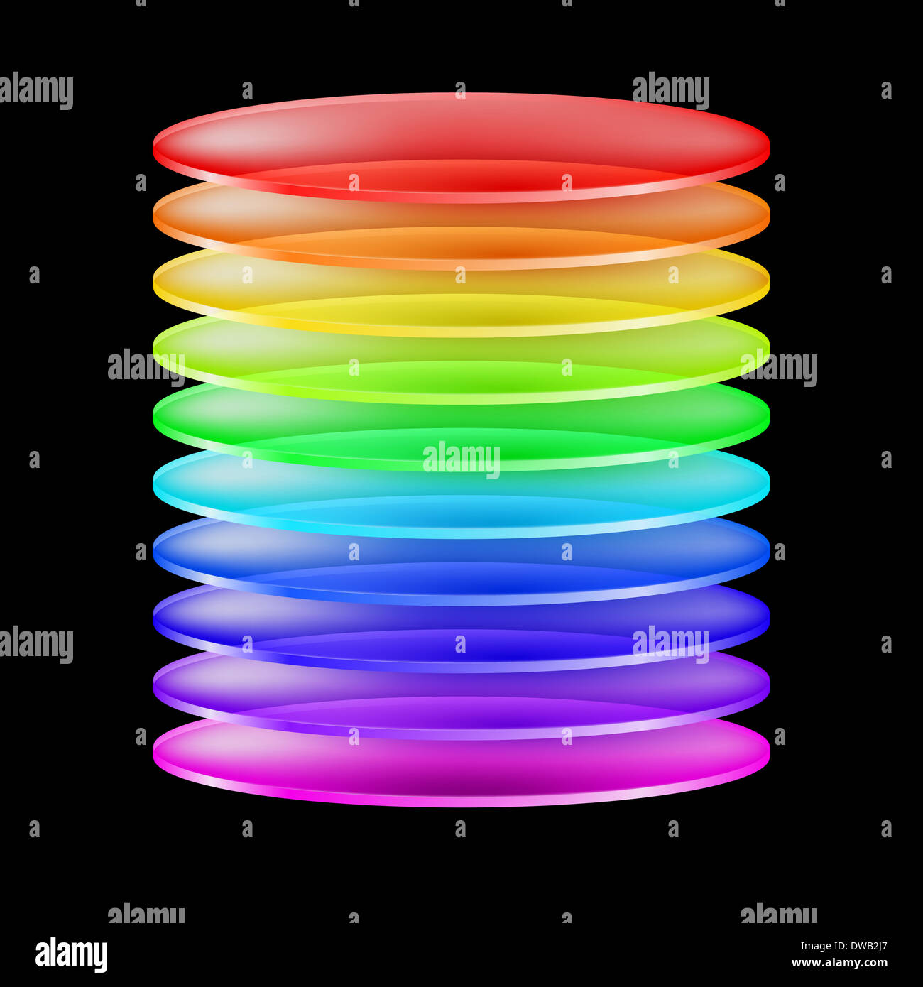 Abstract cylinder made of colorful transparent layers. Illustration on ...