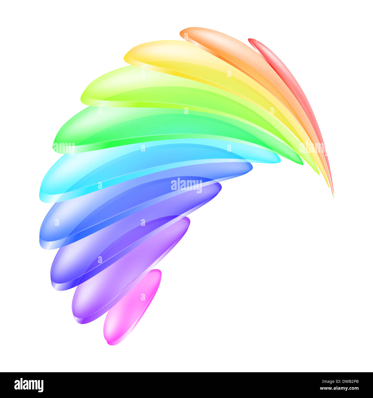 Abstract curved shape made of colorful transparent layers. Illustration ...
