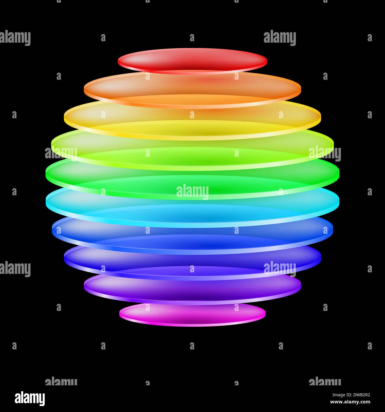 Abstract sphere made of colorful transparent layers. Illustration on ...