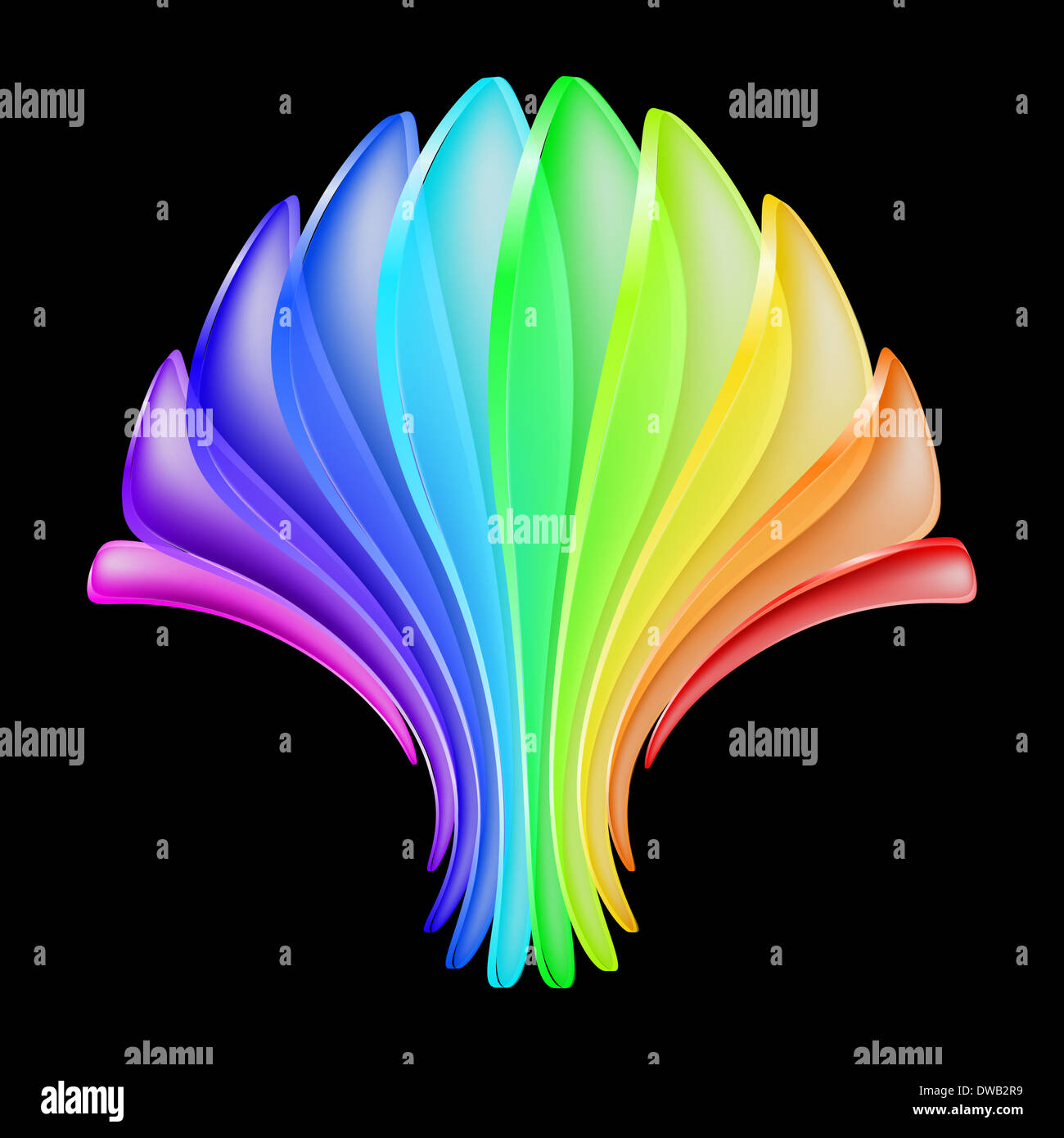 Abstract shape made of colorful transparent layers. Illustration on ...