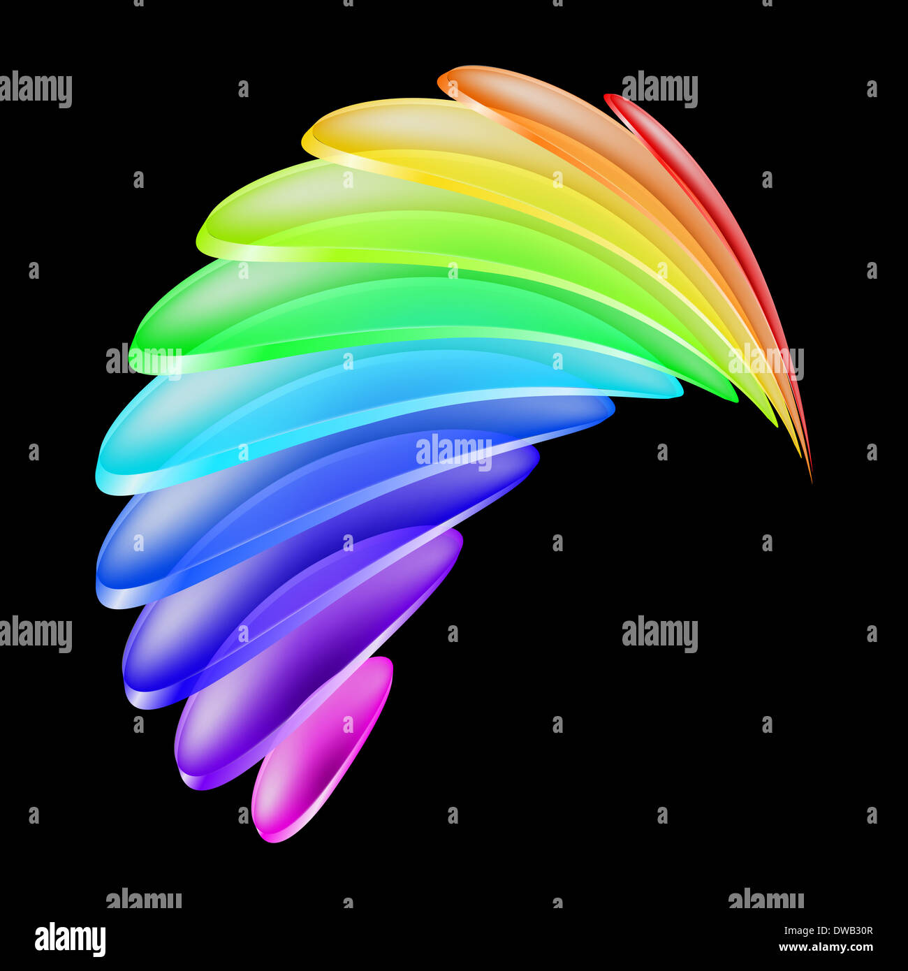 Abstract curved shape made of colorful transparent layers. Illustration ...