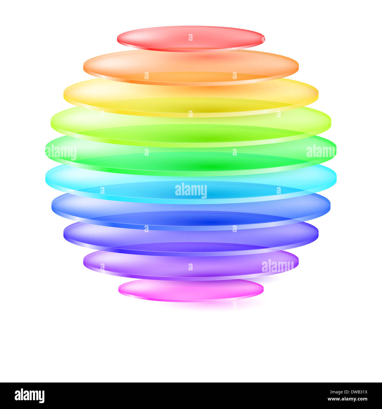 Abstract sphere made of colorful transparent layers. Illustration on ...