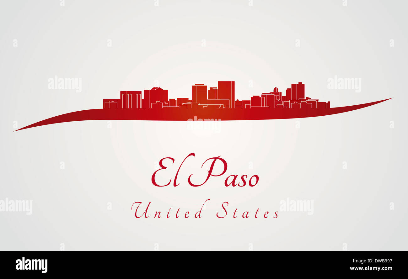 El Paso skyline in red and gray background Stock Photo - Alamy
