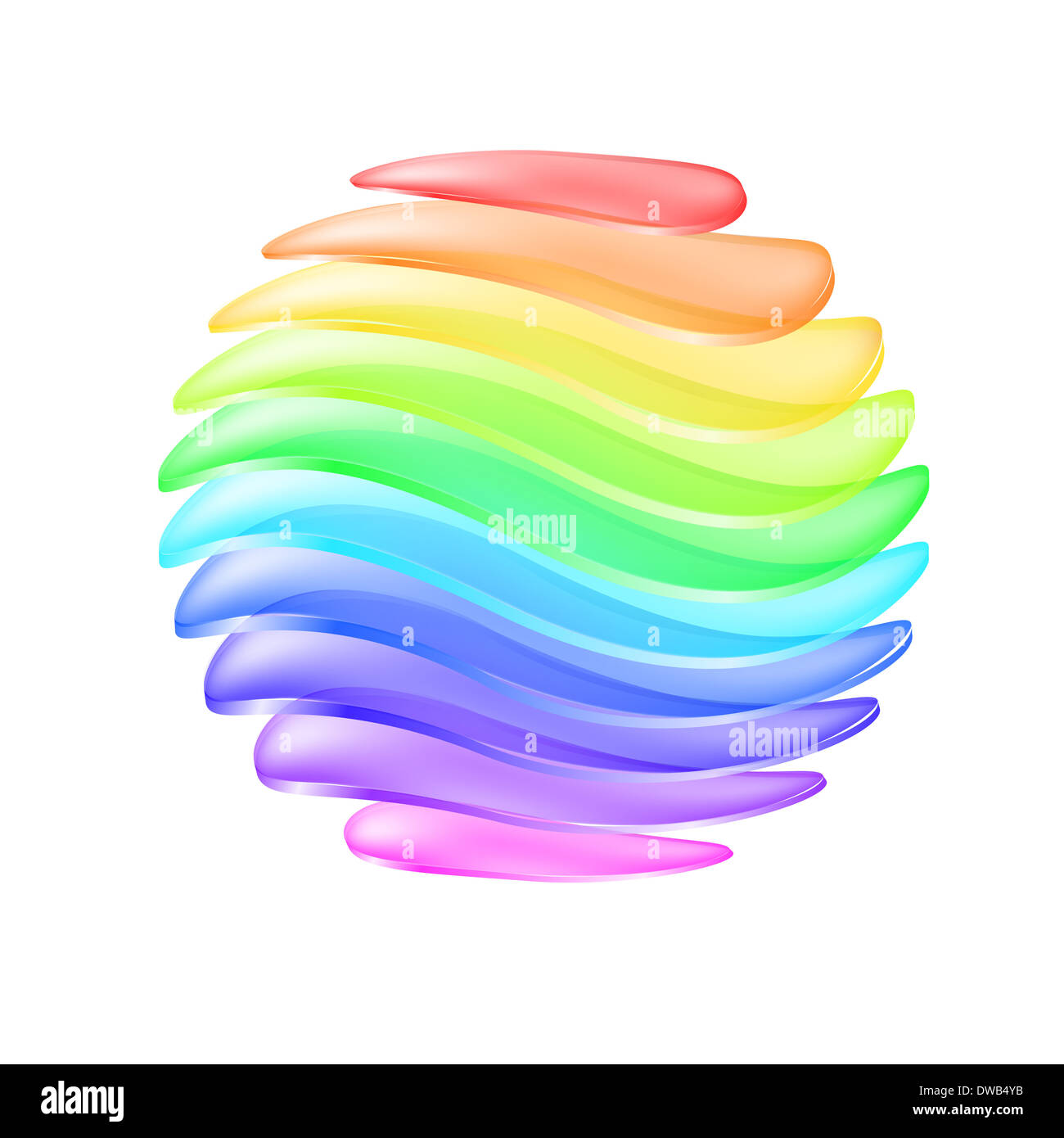 Abstract sphere made of colorful curved layers. Illustration on white ...