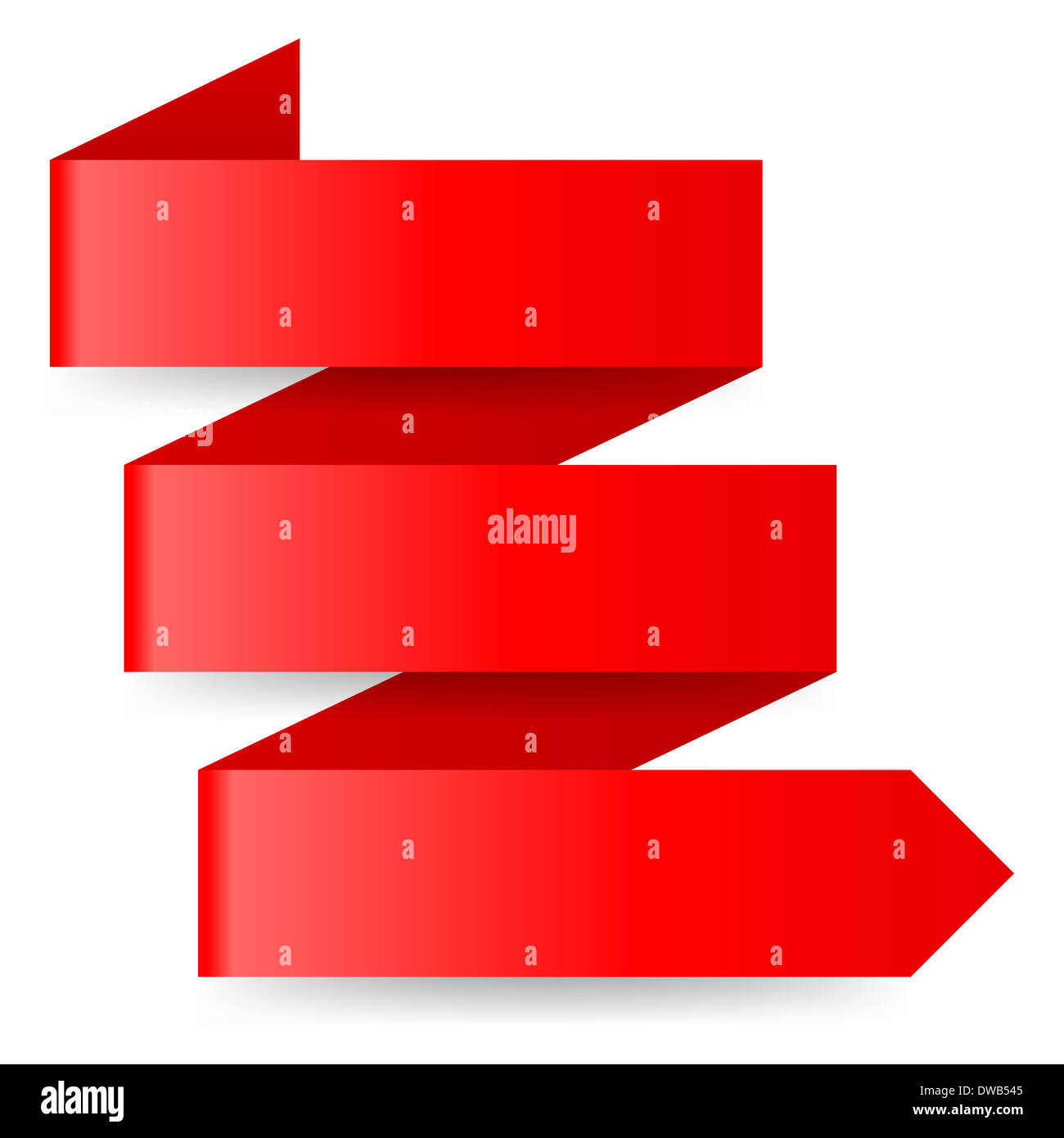 Three-step red zigzag paper arrow on white background Stock Photo - Alamy