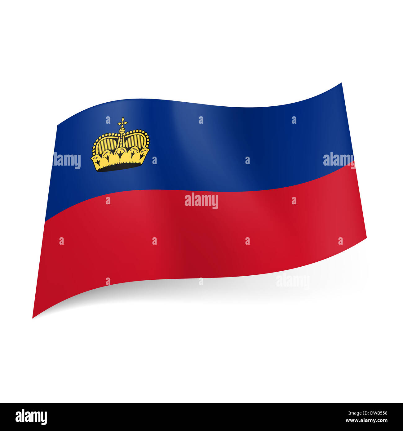 National flag of Liechtenstein: blue and red horizontal stripes with ...