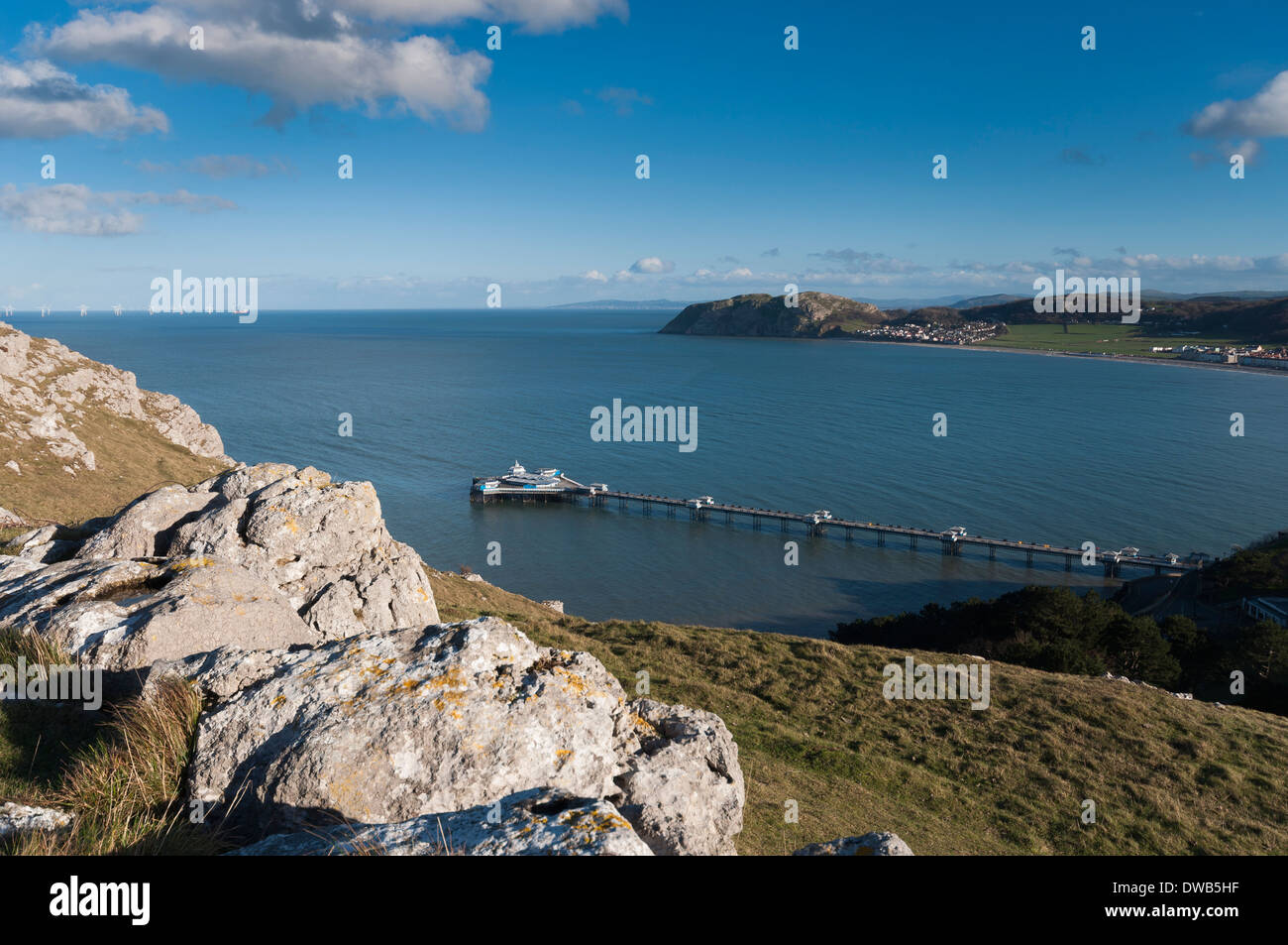 View from the Great Orme Llandudno looking towards Llandudno Pier and ...