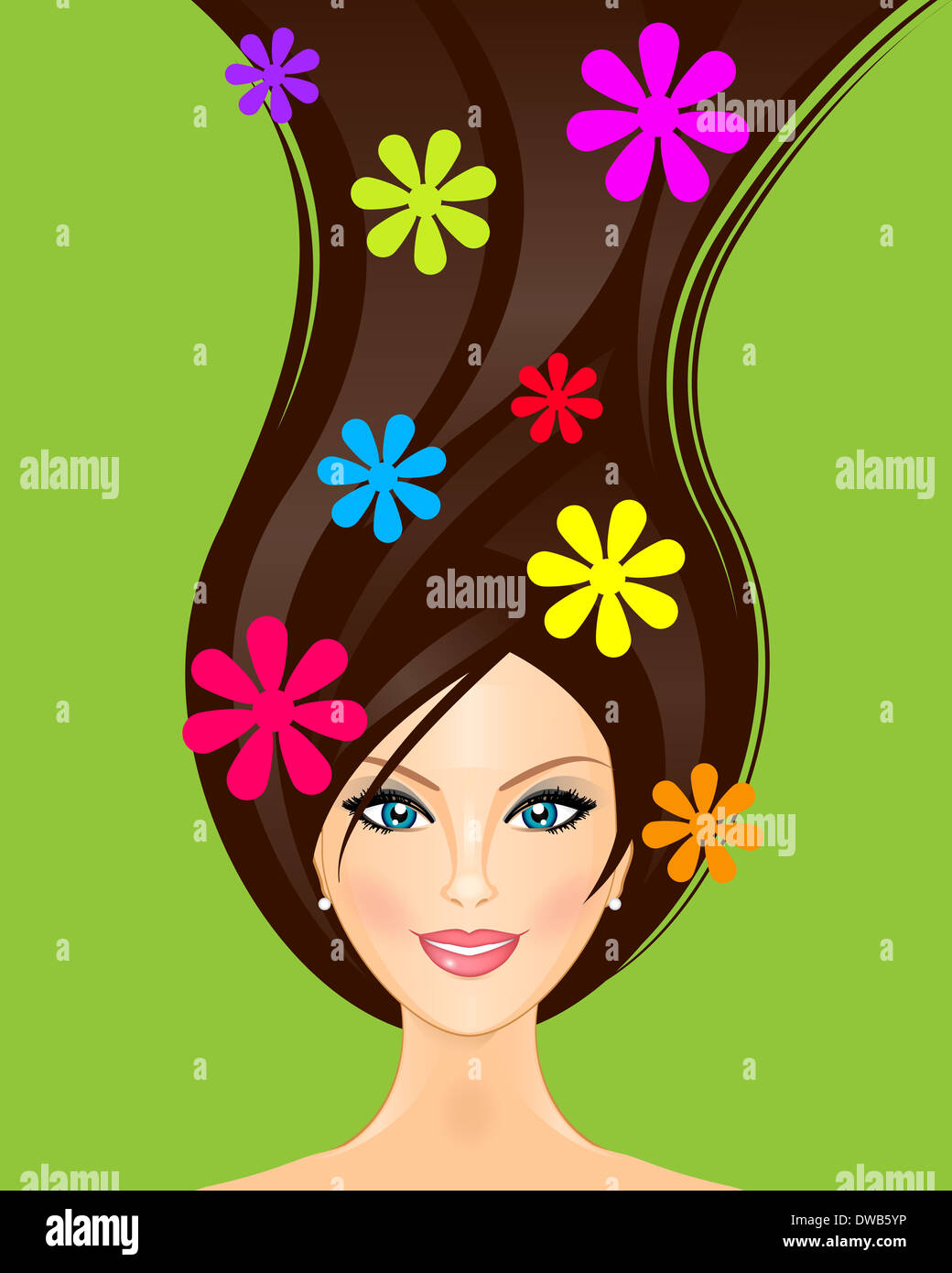 illustration of summer girl Stock Photo - Alamy