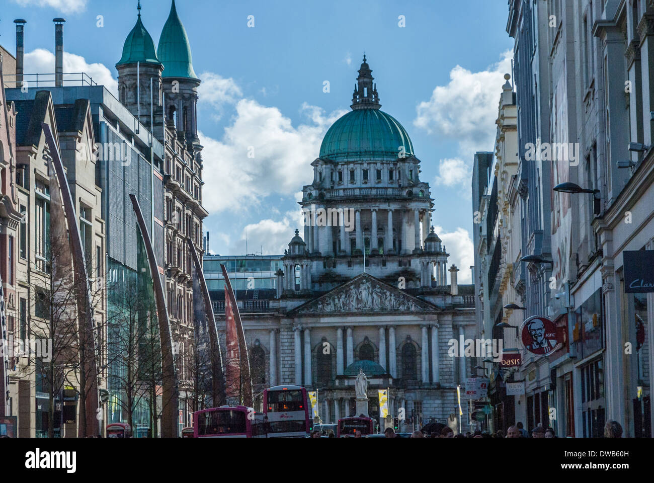 Belfast City Hall looking down Donegall Street Stock Photo - Alamy