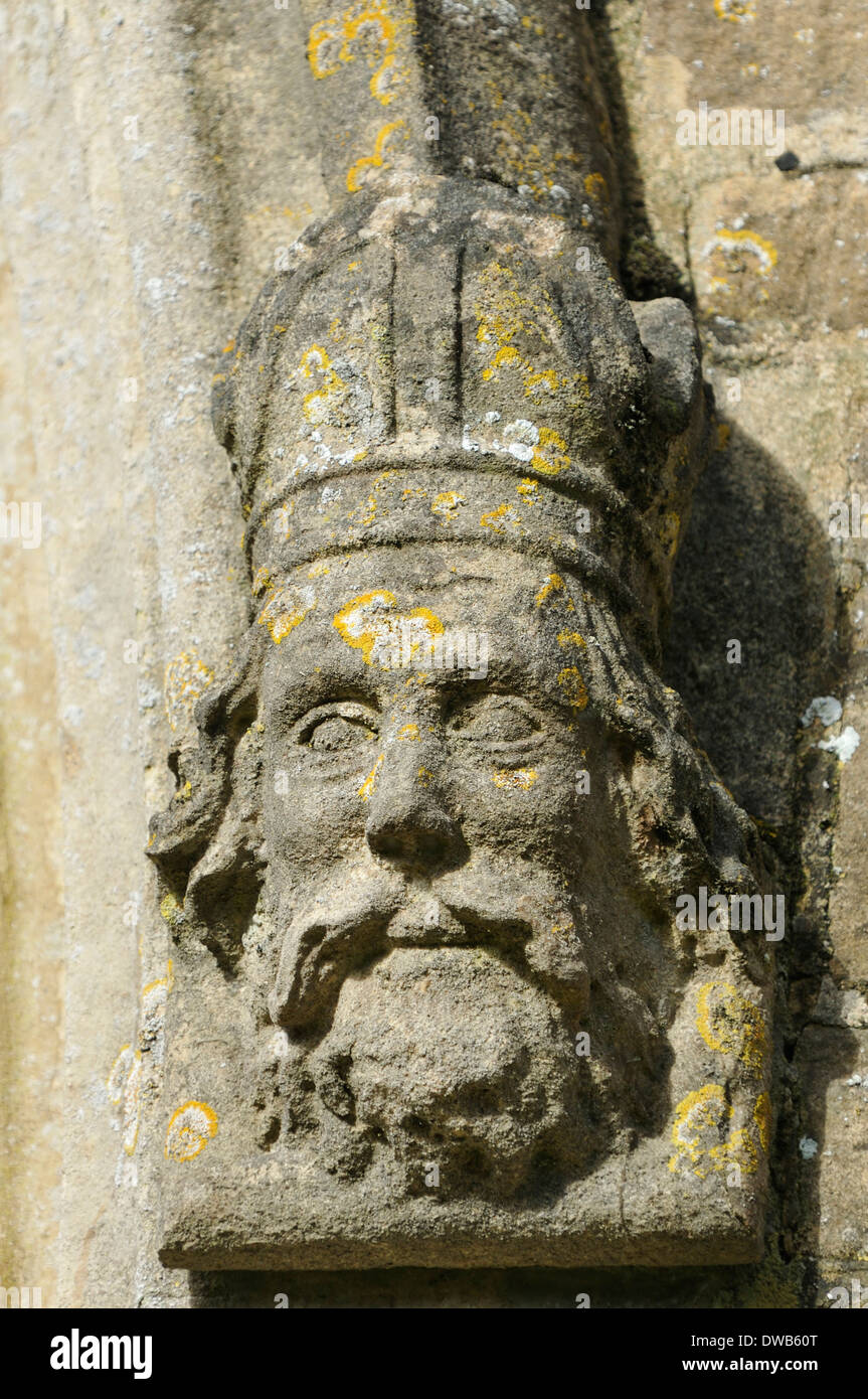 Carved Stone Figure Head on Window surround. St. Marys Norman Church ...