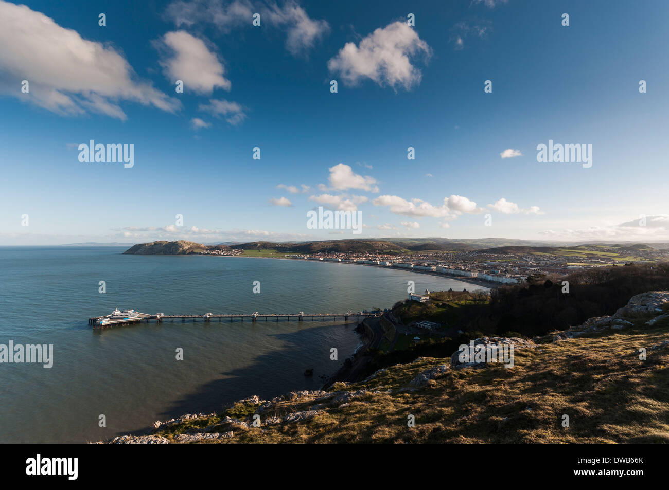 View from the Great Orme Llandudno looking towards Llandudno Pier and ...
