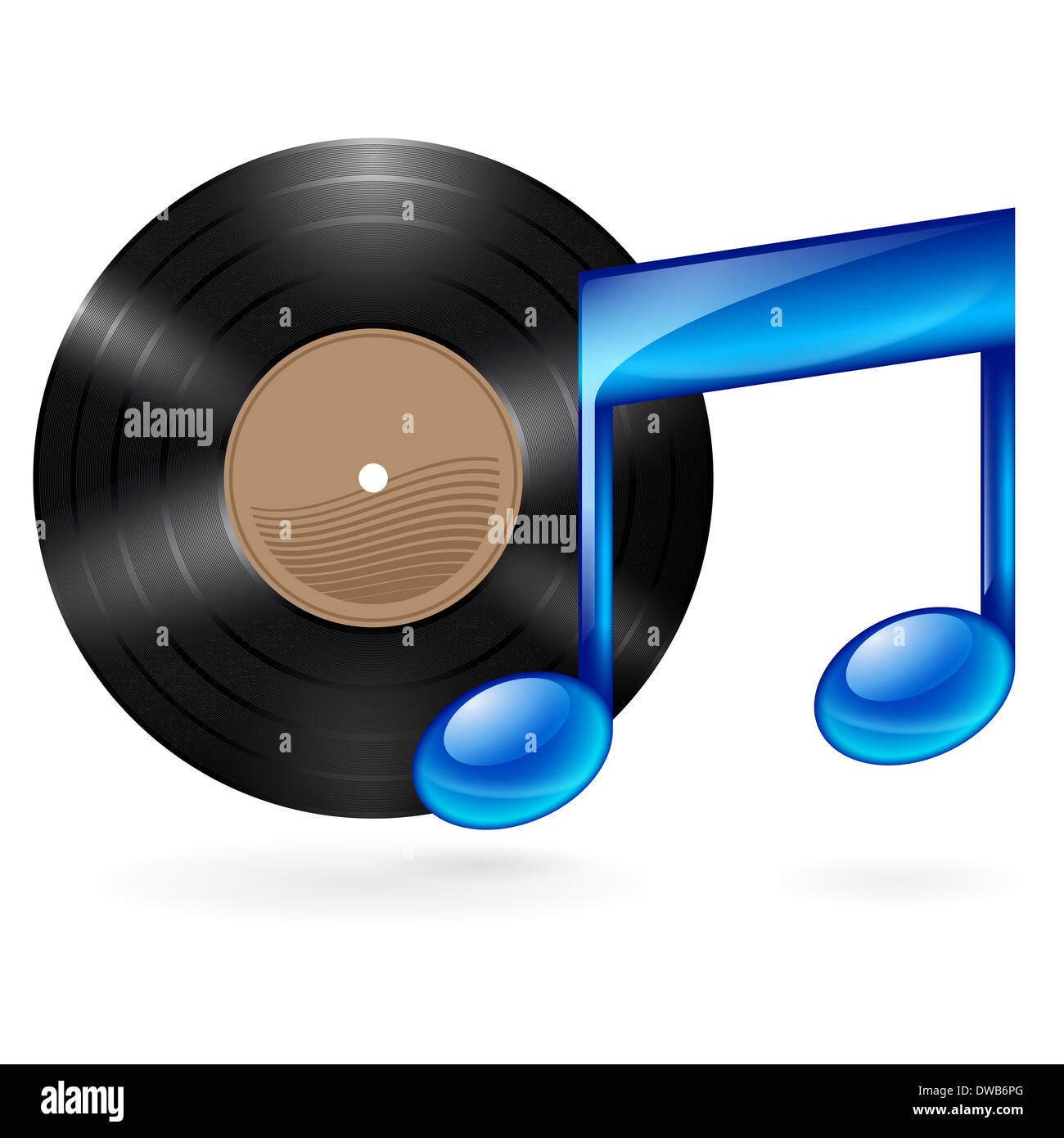 Vinyl disc and blue musical note as music icon Stock Photo - Alamy