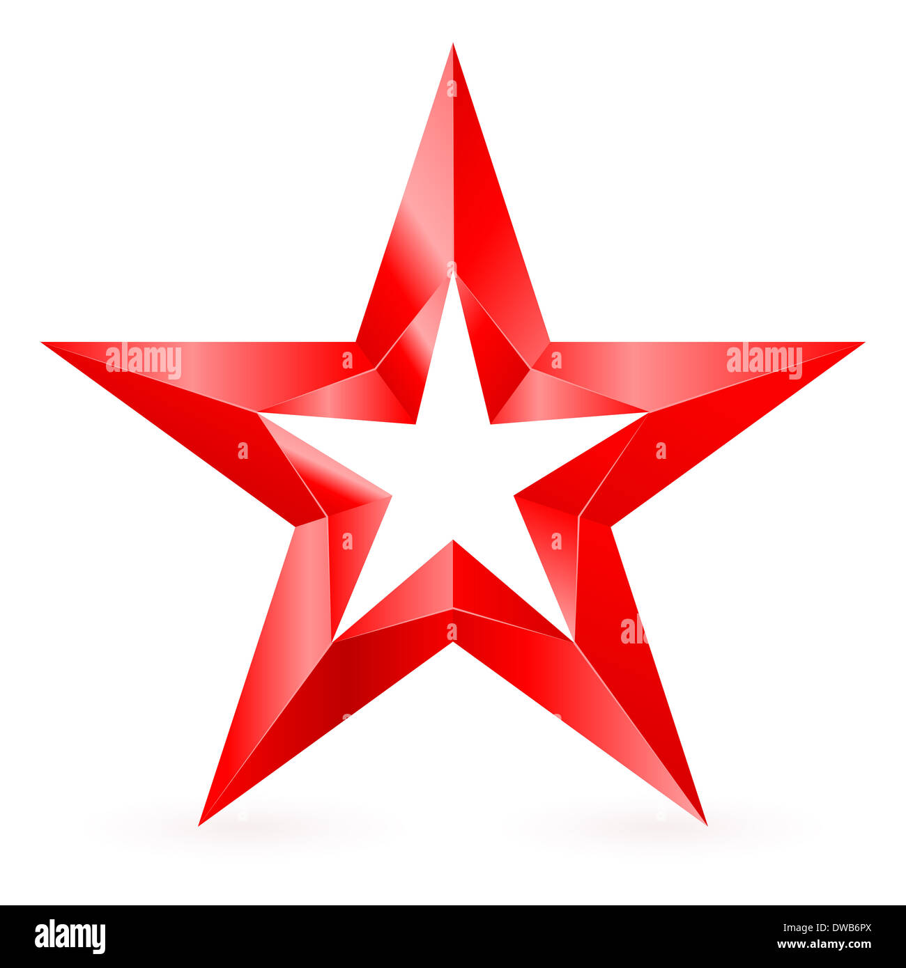 Illustration of shiny five-pointed red star on white background Stock ...