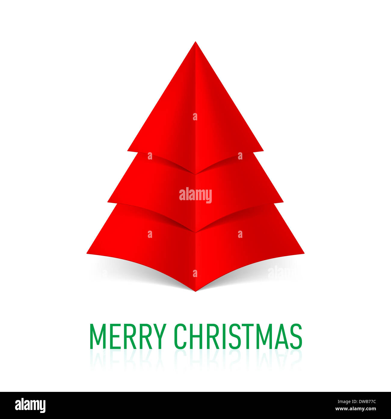 Abstract red paper Christmas tree on white background Stock Photo - Alamy